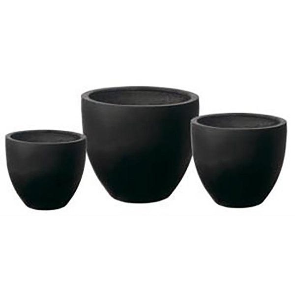 Fiberstone Medium Round Black Planter - Sheridan Nurseries Online