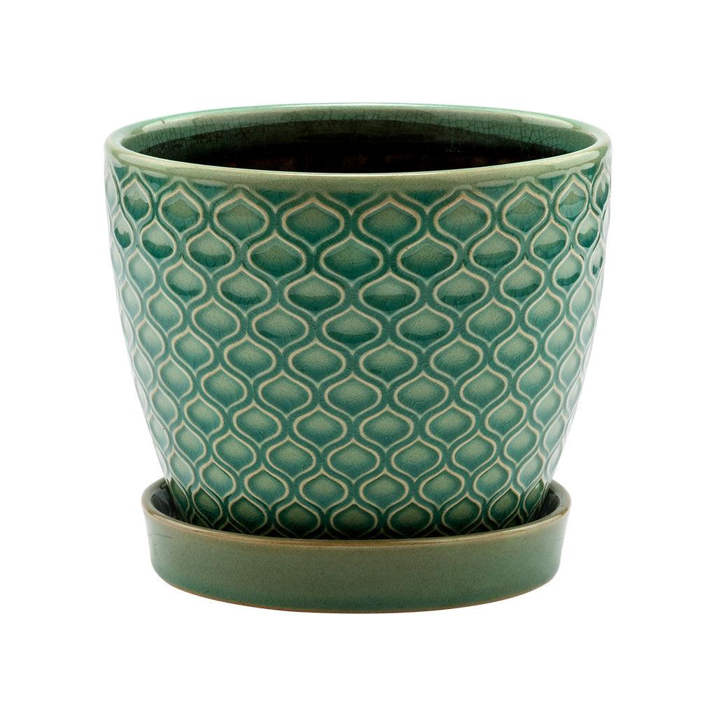 Aqua Lattice Planter with Saucer - Sheridan Nurseries Online
